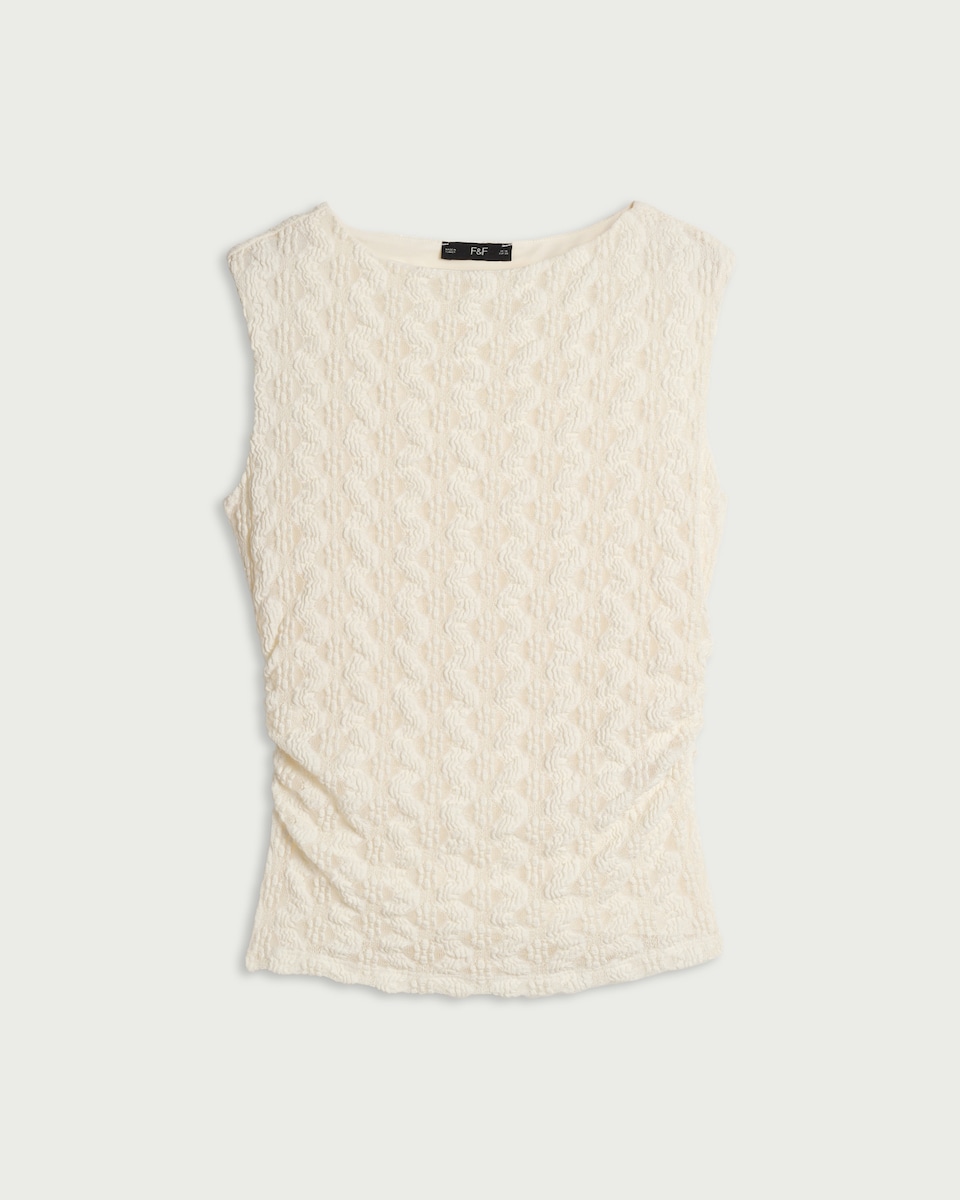 F&F Textured Lace Co-ord Top in Cream - Tesco Groceries
