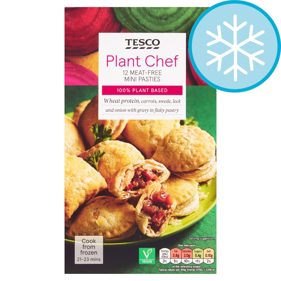 Tesco Plant Chef 12 Meat Free Mini Pasties 264G - Tesco Groceries