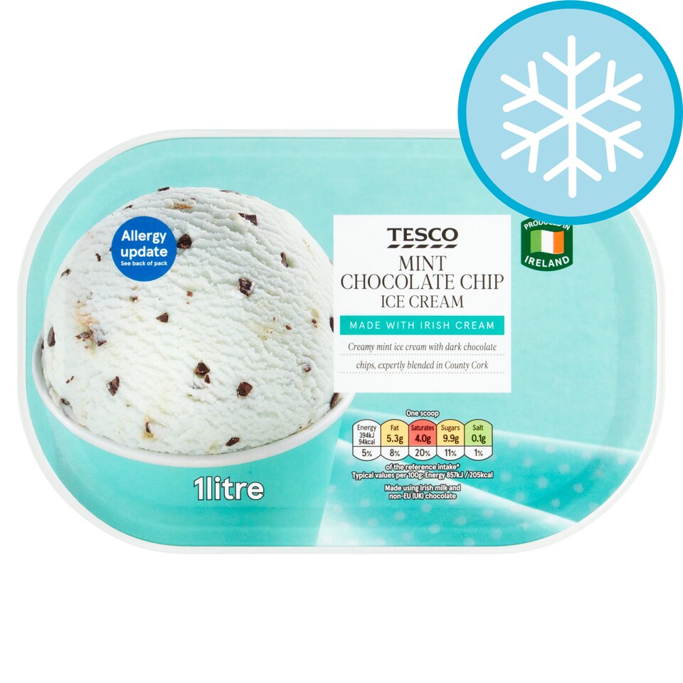 Tesco Mint Chocolate Chip Ice Cream 1L - Tesco Groceries