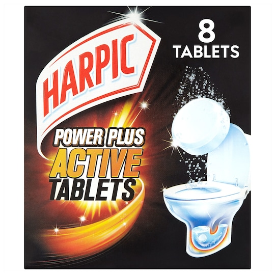 Harpic Power+ Active Tablets 8 Pack 200G - Tesco Groceries
