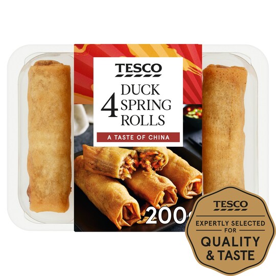Tesco 4 Duck Spring Roll Rolls 200G - Tesco Groceries