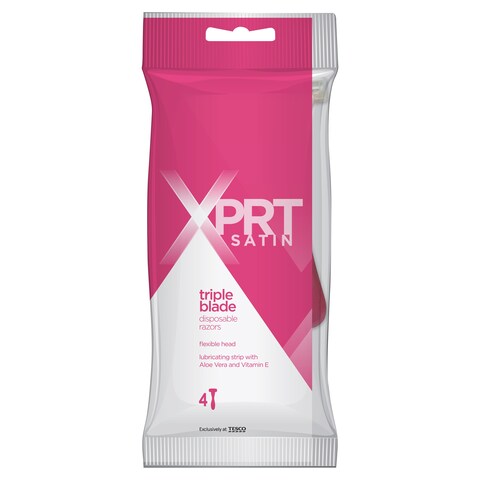 Expert Satin Triple Blade Disposable Razors 4 Pack - Tesco Groceries