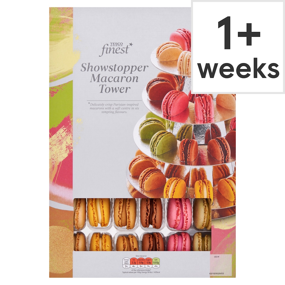 74. Tesco Finest Showstopper Macaron Tower 432g (Serves 36) - Tesco ...