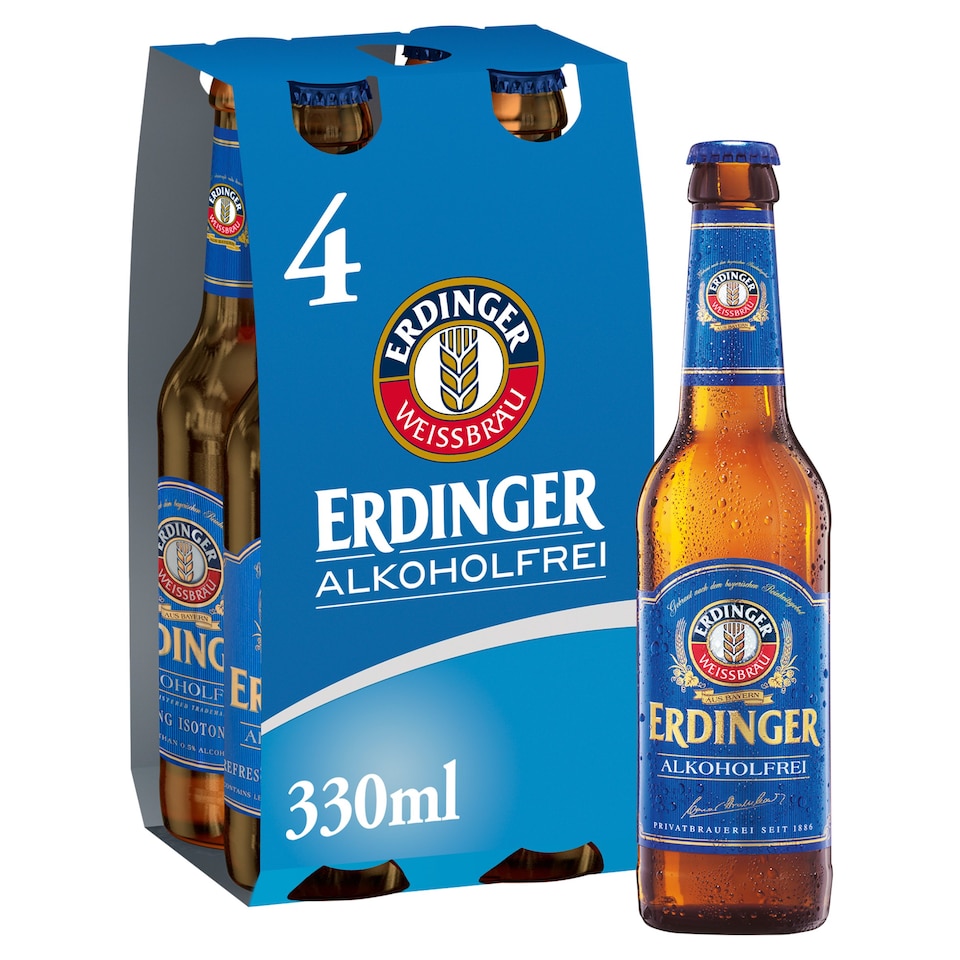 Erdinger Alkoholfrei Alcohol FreeWheat Beer Bottle 4x330ml - Tesco ...