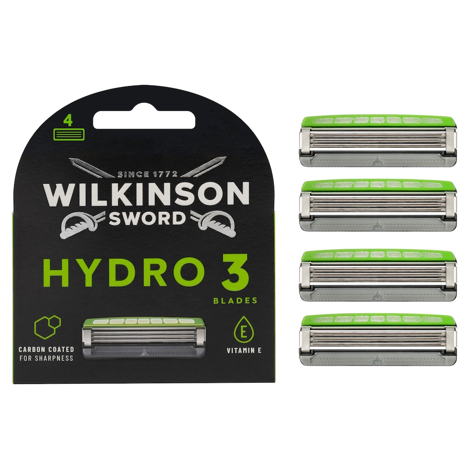Wilkinson Sword Hydro 3 Hydrating Gel Blades 4 Pack - Tesco Groceries