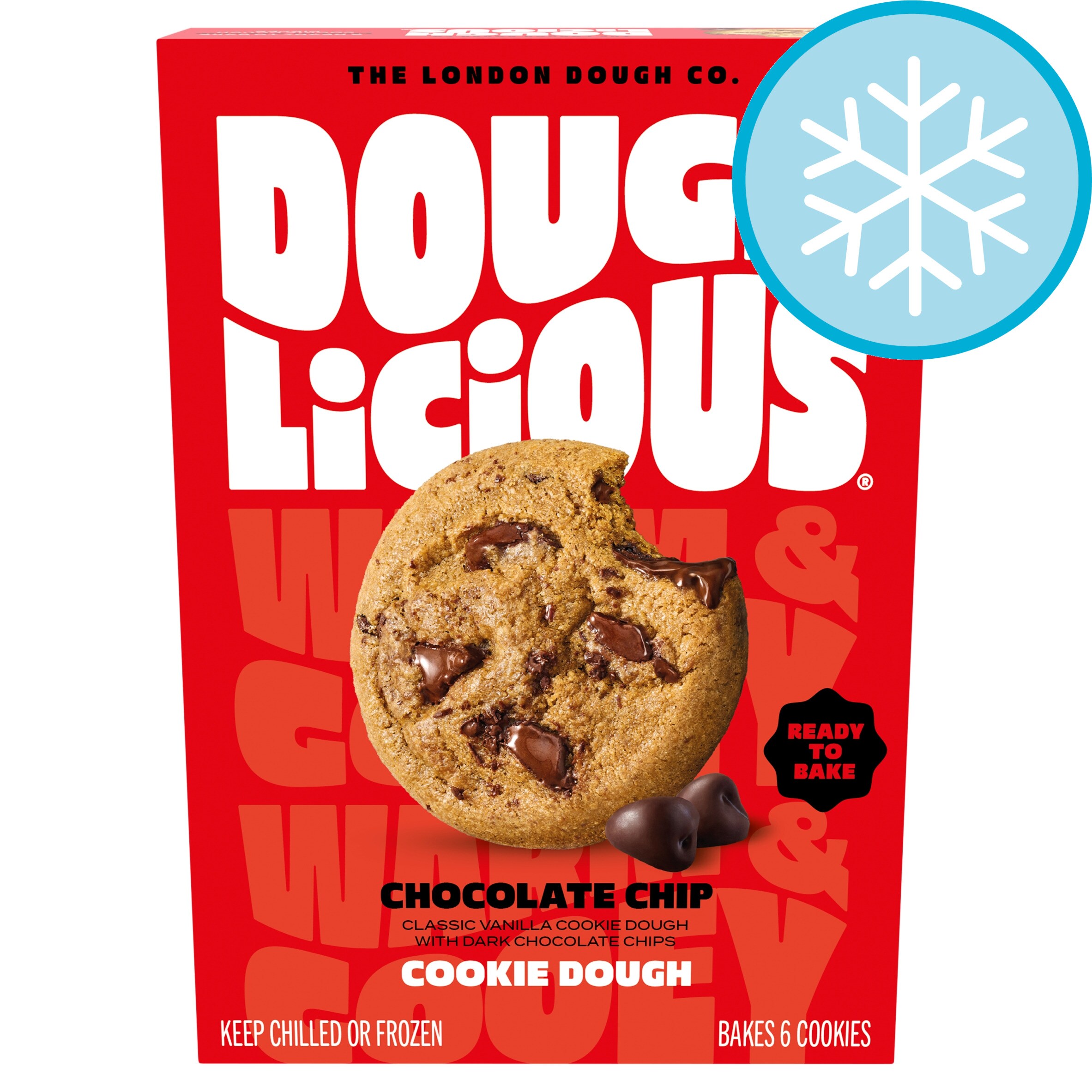 Doughlicious Ready To Bake Chocolate Chip Cookies 6 Pieces 204G - Tesco ...