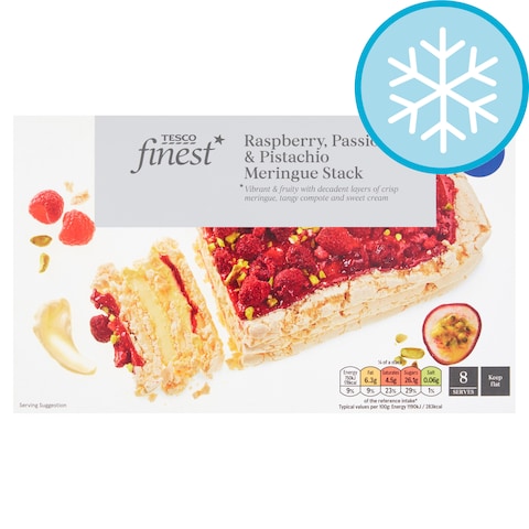 Tesco Finest Raspberry, Passion fruit and Pistachio Meringue Stack 505g ...
