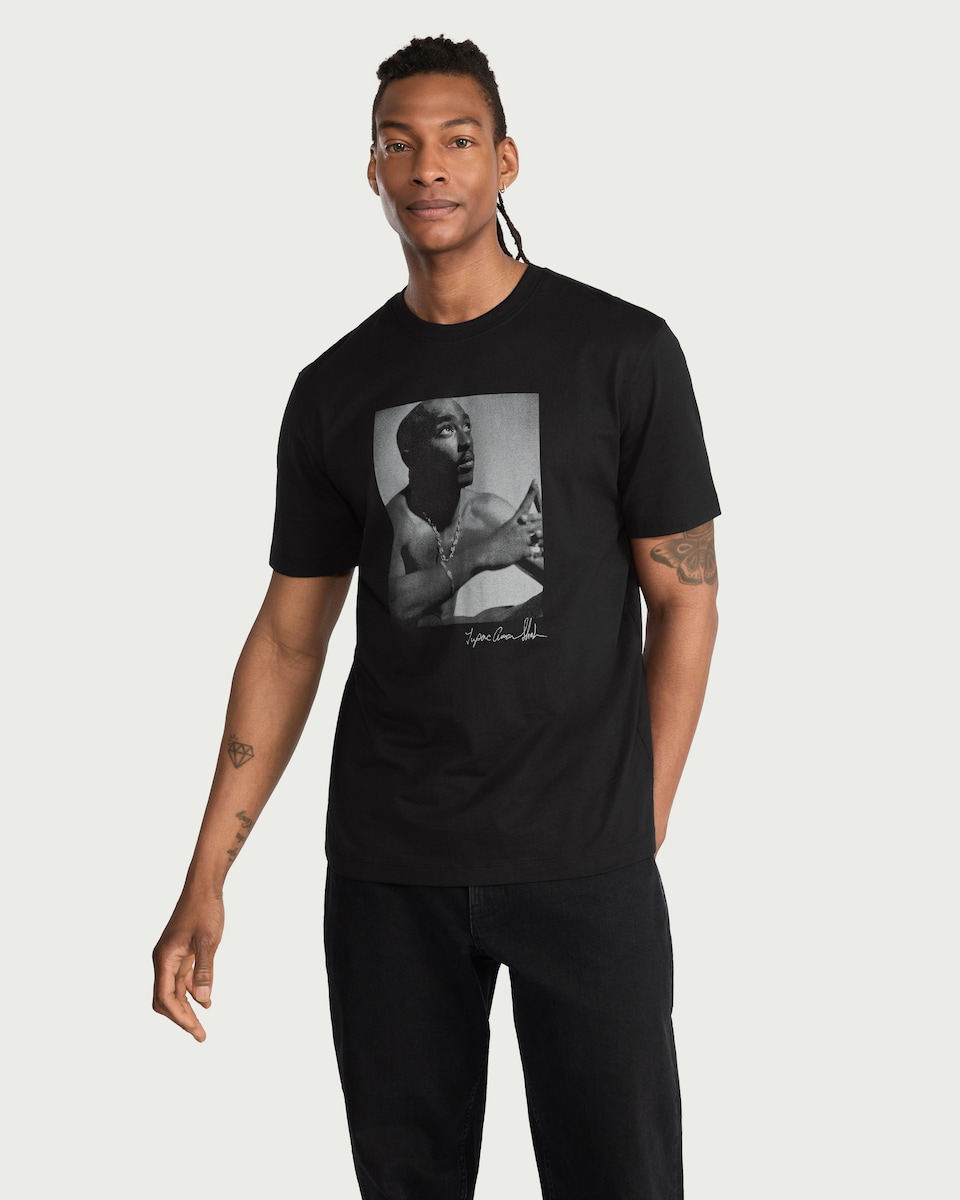 Tupac Shakur Pure Cotton T-Shirt in Black - Tesco Groceries