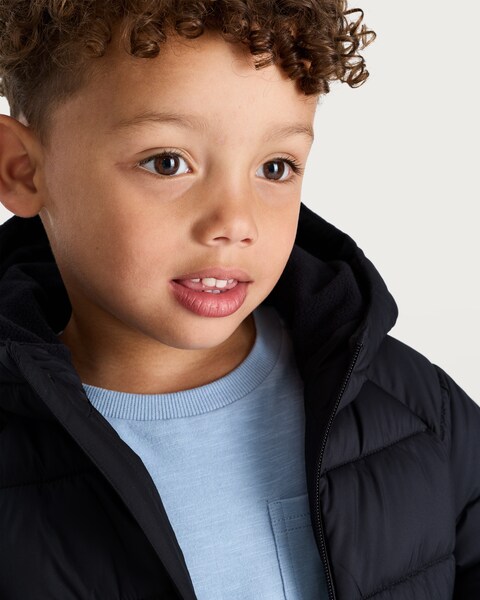 F&F Boys Hooded Puffer Jacket in Navy - Tesco Groceries