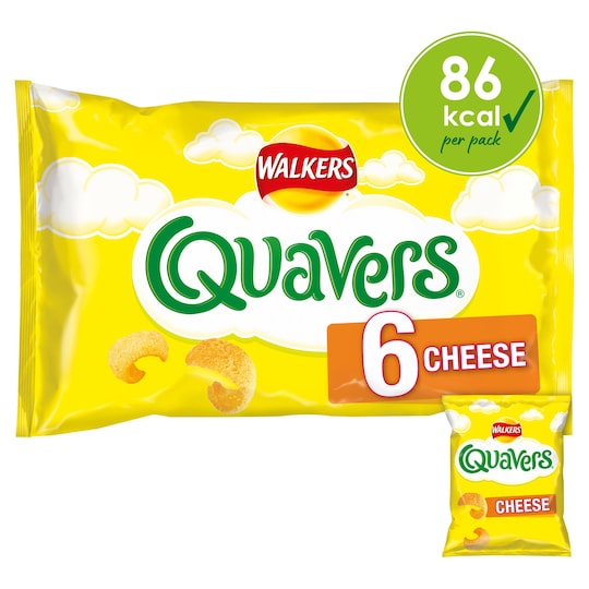 Walkers Quavers Cheese Snacks 6 Pack 16G - Tesco Groceries
