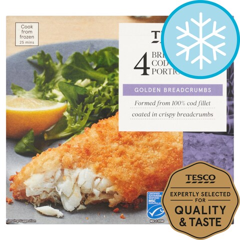 Tesco 4 Breaded Cod Fillets 500G - Tesco Groceries