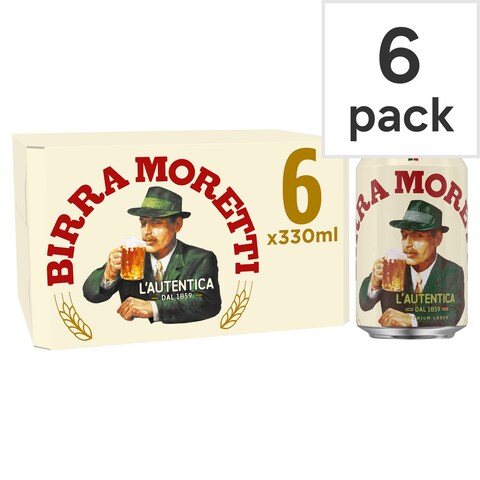 Birra Moretti Premium Lager Beer Can 6x330ml - Tesco Groceries