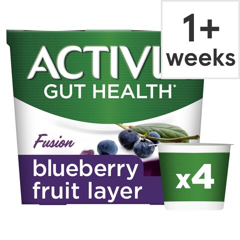 Activia Fusions Blueberry Acai Gut Health Yoghurt 4x120g - Tesco Groceries