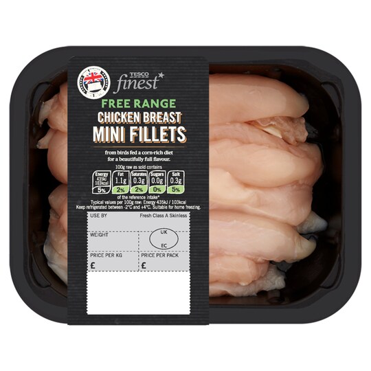 Tesco Finest British Cornfed Free Range Mini Chicken Fillets 400G ...