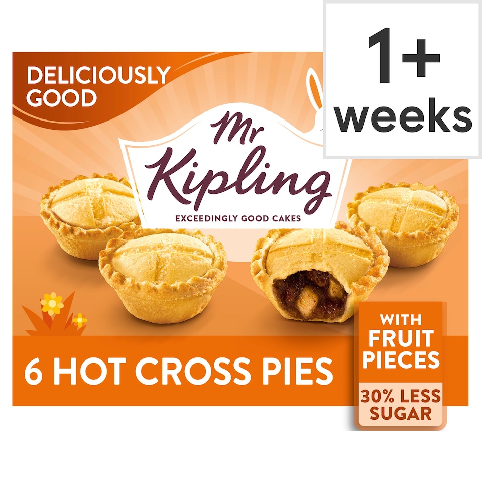 Mr Kipling Deliciously Good Hot Cross Pies 6 Pack - Tesco Groceries