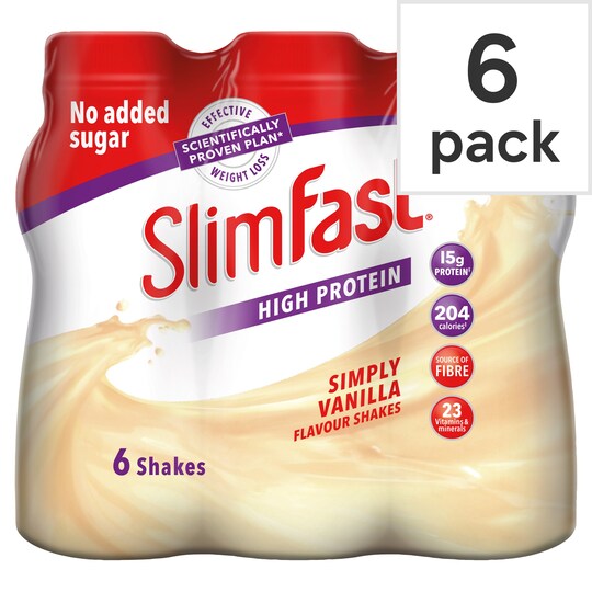 Slimfast Vanilla Milkshake 6 Pack X 325Ml - Tesco Groceries
