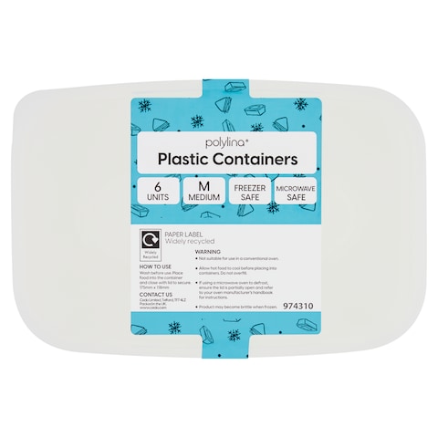 Polylina Medium Plastic Microwave Container & Lid 6 Pack - Tesco Groceries