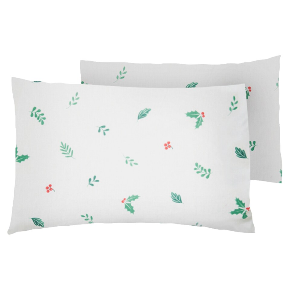 F&F Home Printed Brushed Cotton Pillowcase Pair - Tesco Groceries