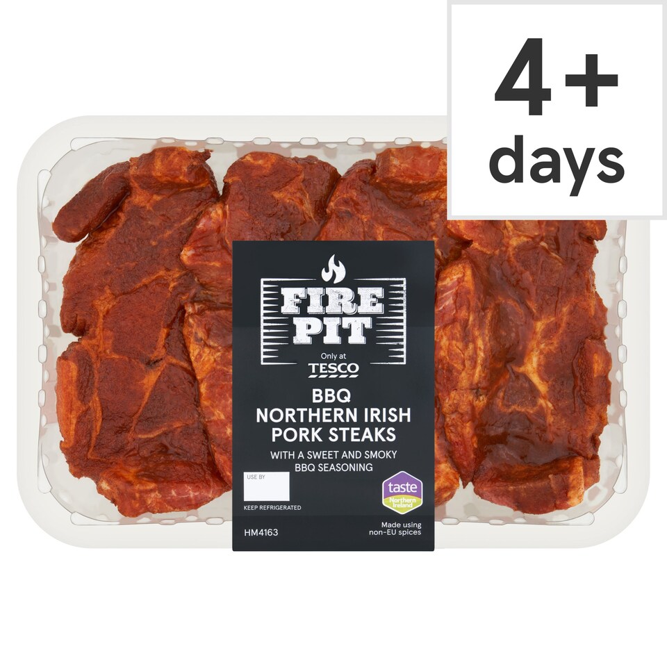 Tesco Fire Pit Northern Irish BBQ Pork Steaks 550g - Tesco Groceries