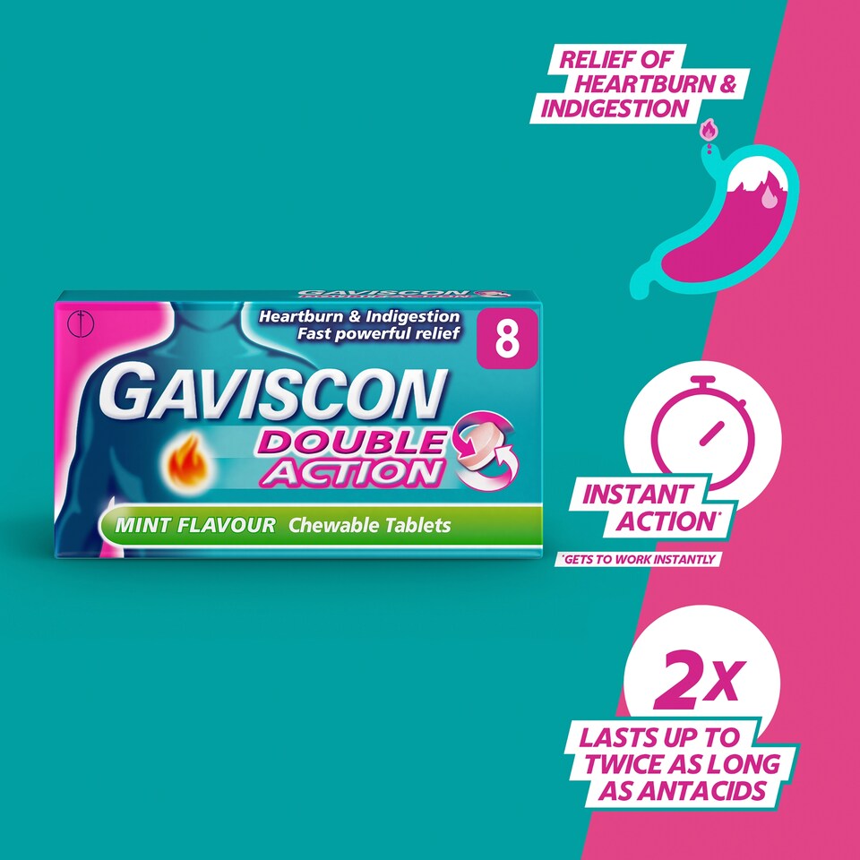 Gaviscon Double Action Tabs 8S - Tesco Groceries