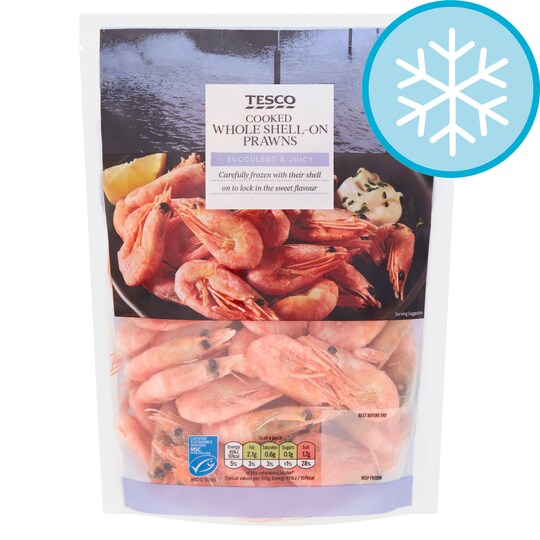 Tesco Cooked Whole Shell Prawns 500G - Tesco Groceries