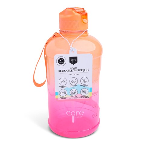 Core Kitchen Ombre Pink/Orange Impulse Reusable Water Jug 2.2L - Tesco ...