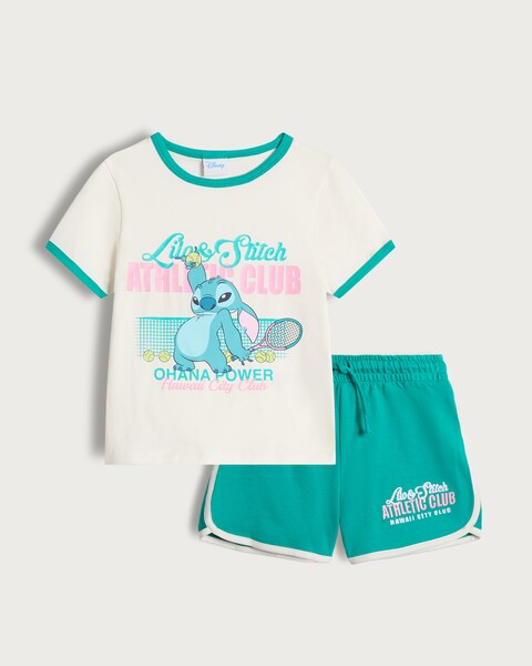 Disney Lilo & Stitch Athletic Club T-Shirt and Shorts Set in Cream ...