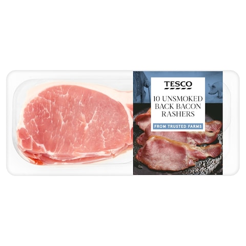 Tesco Unsmoked Back Bacon Rashers 10 Pack 300g - Tesco Groceries