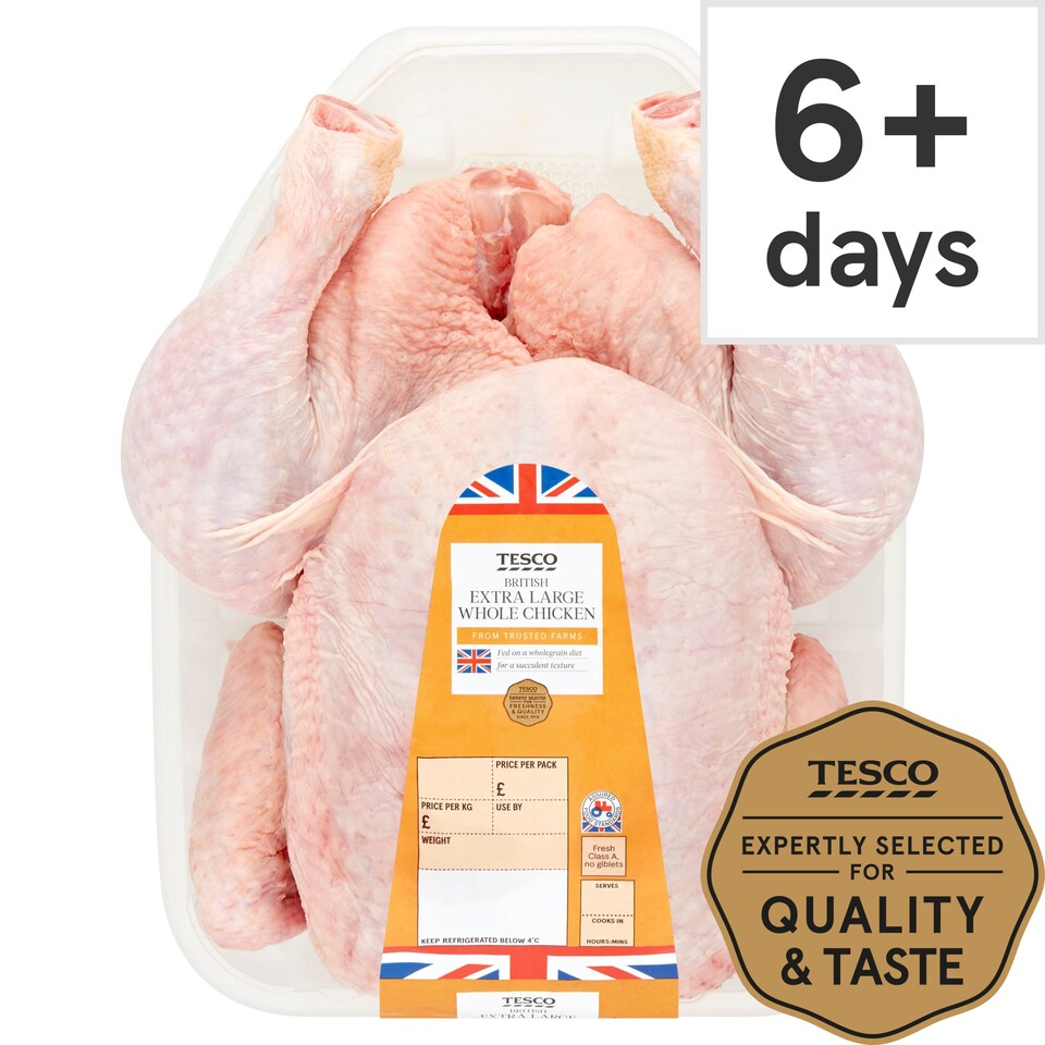 Tesco Whole Chicken Extra Large 1.9Kg - 2.3Kg - Tesco Groceries