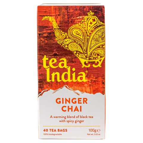 Tea India Ginger Chai Tea Bags 40 Pack 100g - Tesco Groceries