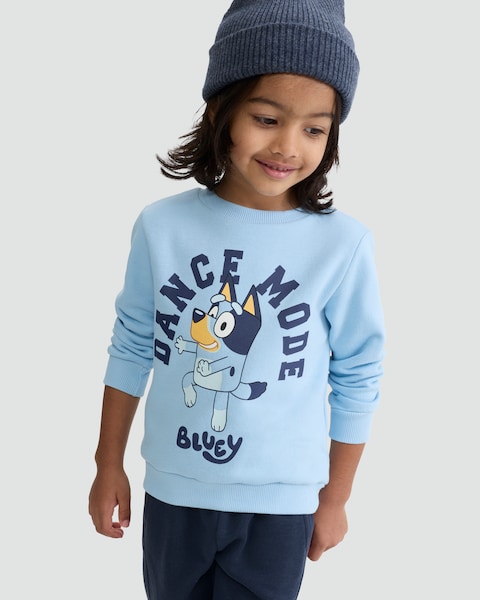 Bluey Dance Mode Print Cotton Rich Sweatshirt in Blue - Tesco Groceries