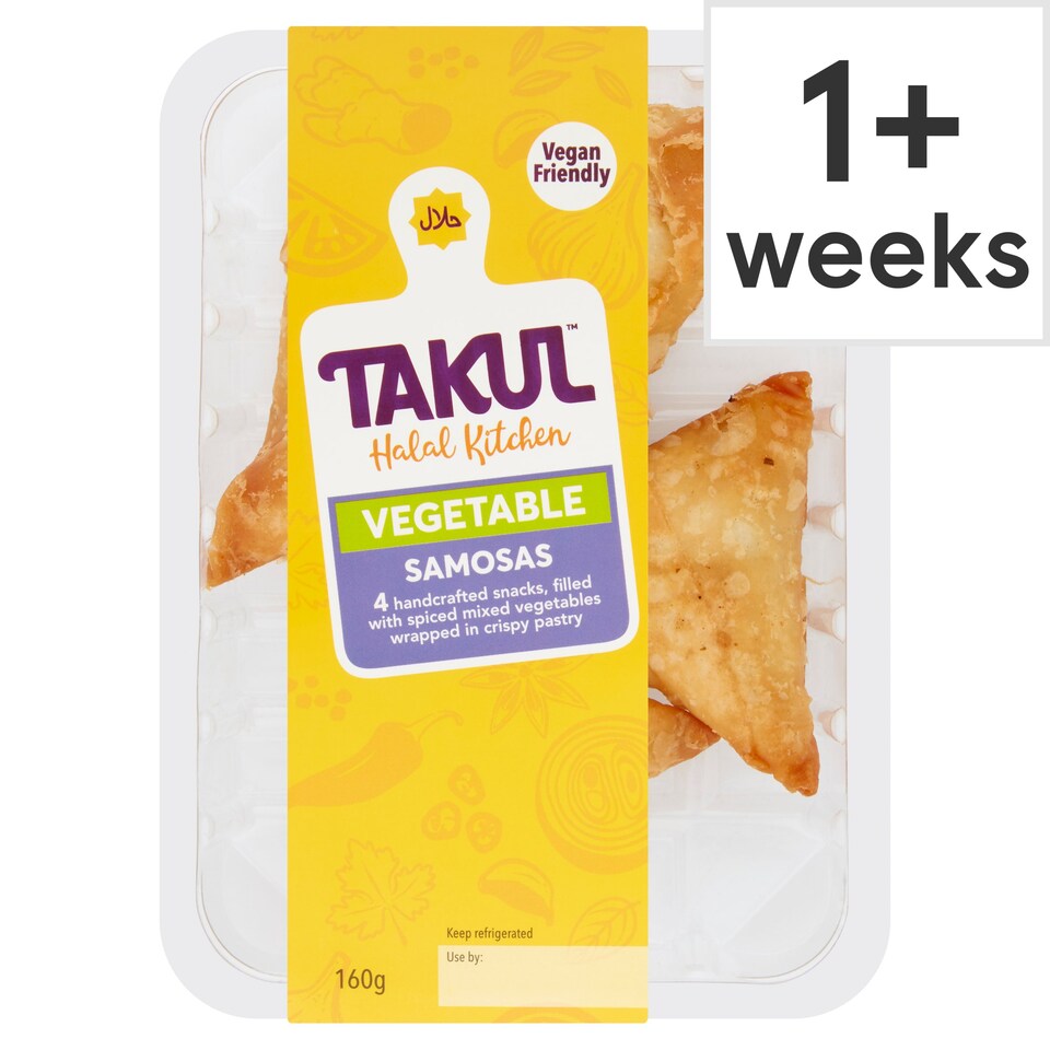 Takul Halal Kitchen 4 Vegetable Samosas 160G - Tesco Groceries
