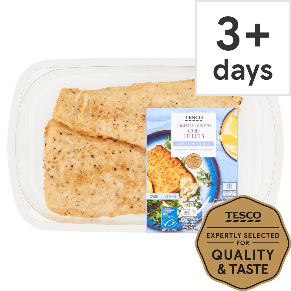 Tesco Lightly Dusted Cod Fillets 255G - Tesco Groceries