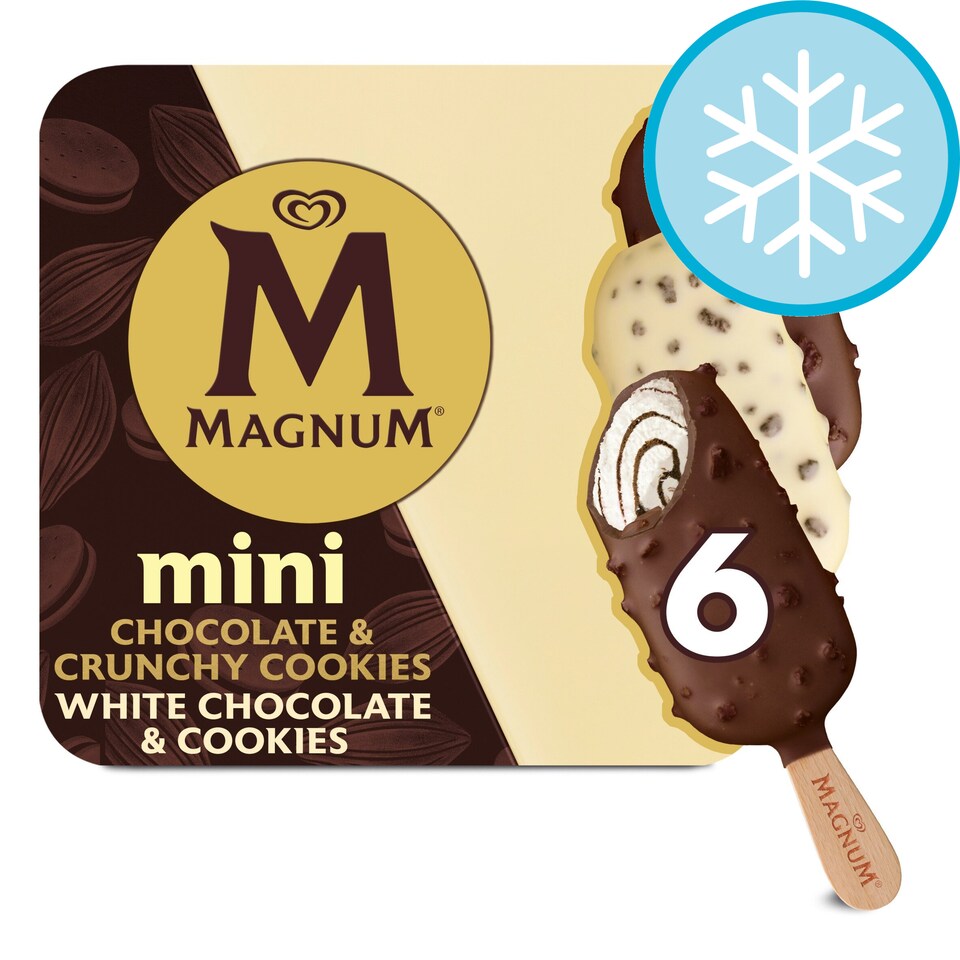 Magnum Mini Chocolate Cookie Mix Ice Cream Sticks 6x55ml - Tesco Groceries