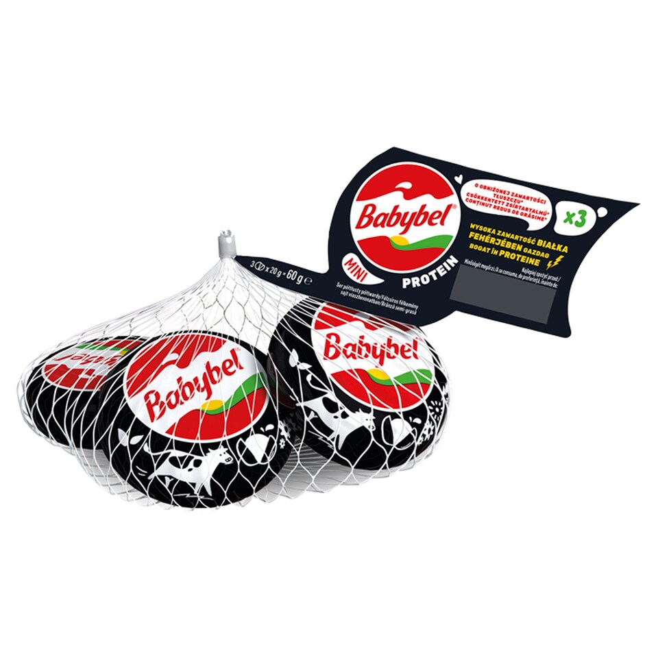 Babybel Mini Protein félzsíros félkemény sajt viaszbevonatban 3 x 20 g ...