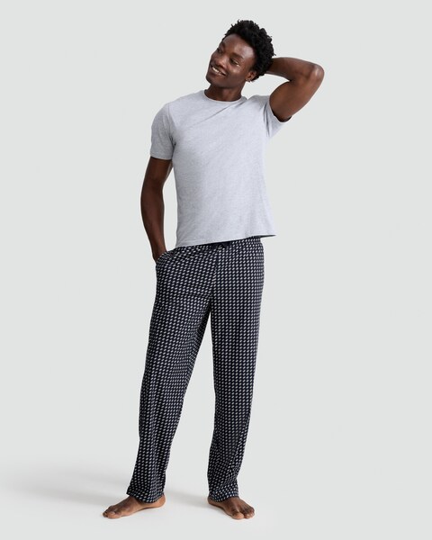 F&F Geometric Print Fleece Drawstring Pyjama Bottoms in Navy - Tesco ...