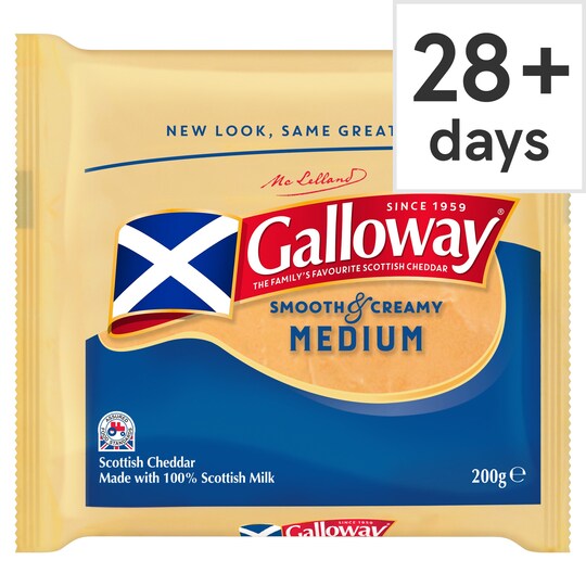 Galloway Coloured Medium Cheddar 200G - Tesco Groceries