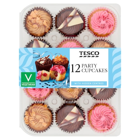 Tesco Party Cupcakes - Vanilla, Chocolate, Raspberry 12 Pack - Tesco ...