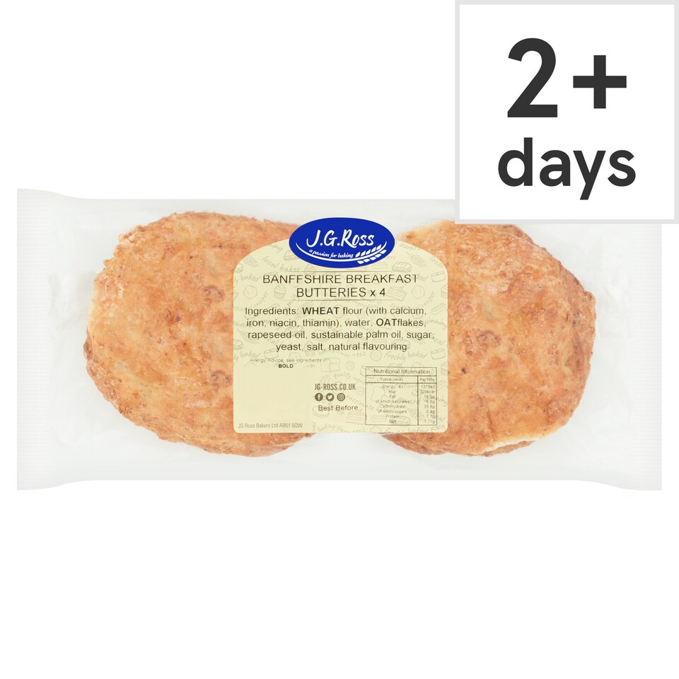 Jg Ross Breakfast Butteries 4 Pack - Tesco Groceries