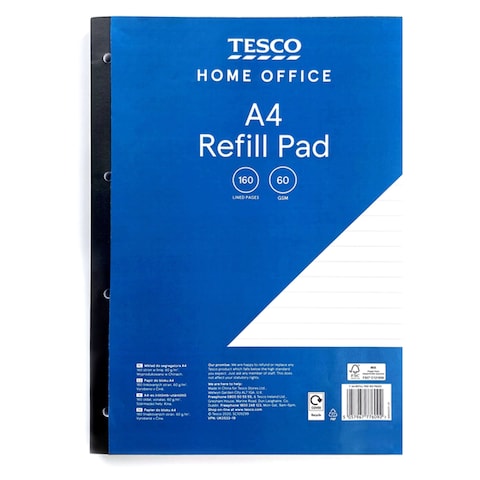 Tesco A4 Refill Pad 160 Pages - Tesco Groceries