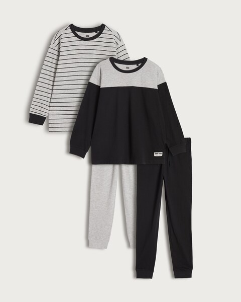 F&F Boys 2-Pack Cotton Rich Stripe Print and Colour Block Pyjamas in ...