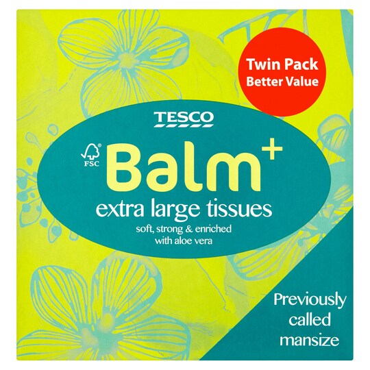 Tesco Balm Compact Ex Lge Tissues Twin Pk - Tesco Groceries
