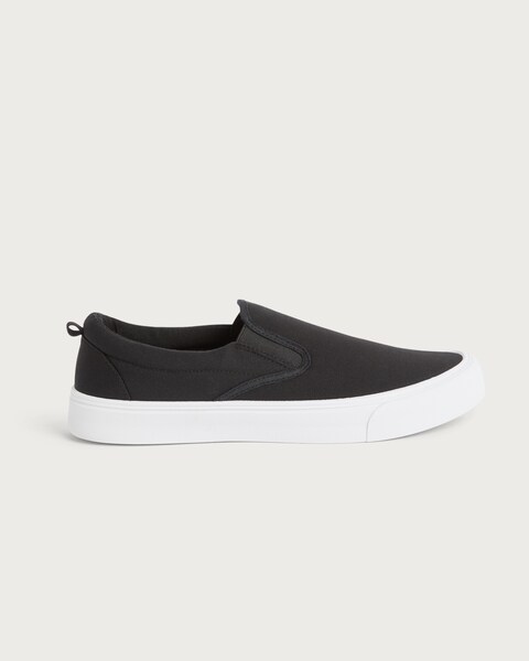 F&F Slip-On Canvas Trainers in Black - Tesco Groceries