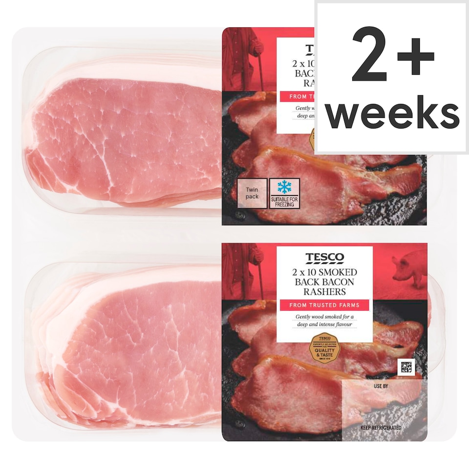 Tesco 2x10 Smoked Back Bacon Rashers 600g - Tesco Groceries