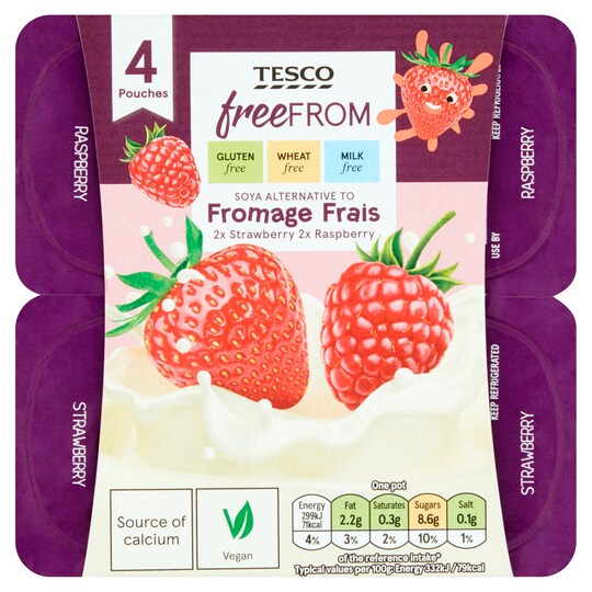 Tesco Free From Raspberry Strawberry Soya Alternative 4X90g - Tesco ...