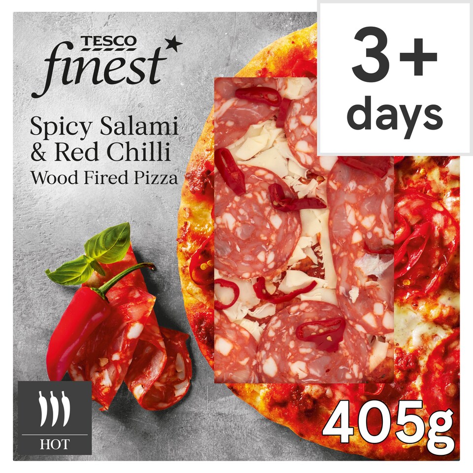 Tesco Finest Spicy Salami & Red Chilli Pizza 405G - Tesco Groceries