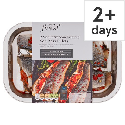 Tesco Finest Mediterranean Inspired Sea Bass Fillets 301G - Tesco Groceries