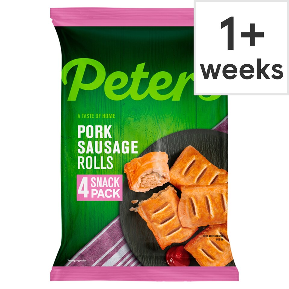 Peters 4 Snack Pork Sausage Rolls - Tesco Groceries
