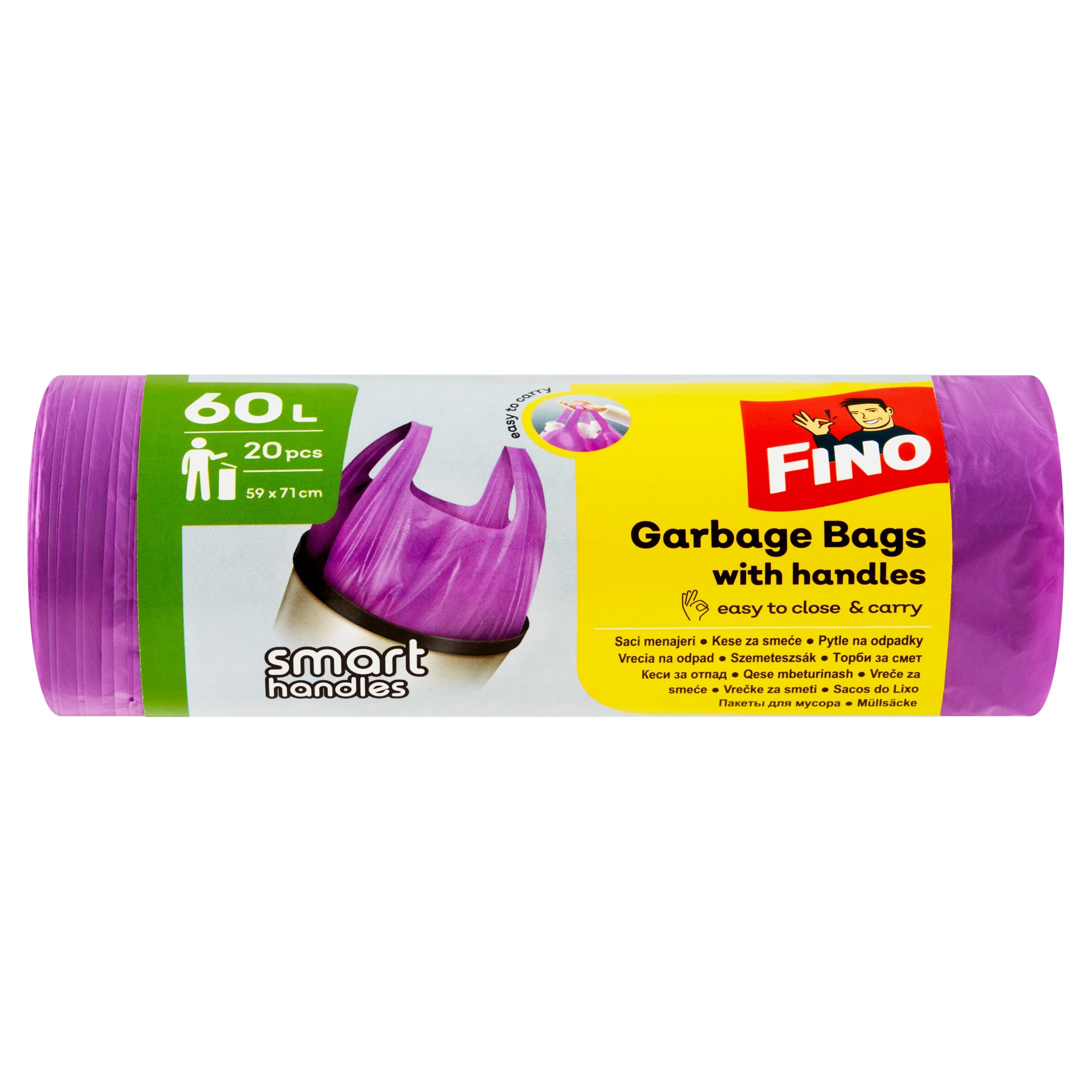 Fino Smart Handles Garbage Bags with Handles 60L 20 pcs - Tesco Groceries