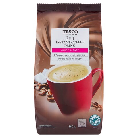 Tesco 3in1 Instant Coffee Drink 20 x 18 g (360 g) - Tesco Groceries
